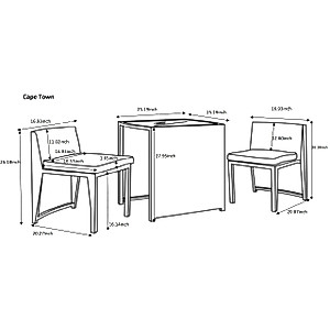 Urban Home Furniture Cape Town 3-Piece PE Wicker Bistro Steel Cushions Outdoor Dining Set, Mahogany Brown, Grey