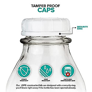 Stock Your Home 12 oz Glass Bottles (4 Pack) - Reusable Food Grade Bottles with Tamper Proof Caps - Multipurpose Juice Containers for Cold Beverages