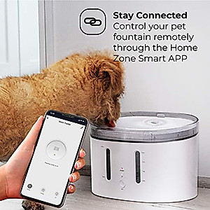 Home Zone Pet Water Fountain - Smart 2.4GHz Automatic Water Fountain for Small Cats and Dogs with Water Filter, 2L