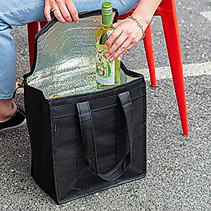 Insulated Shopping Bags for Groceries - 2 Pack Soft Sided Cooler Bag, Insulated Grocery Bags with Zippered Top, Reusable Shopping Bags for Food, Delivery, Catering, Foldable & Collapsible Tote Bags