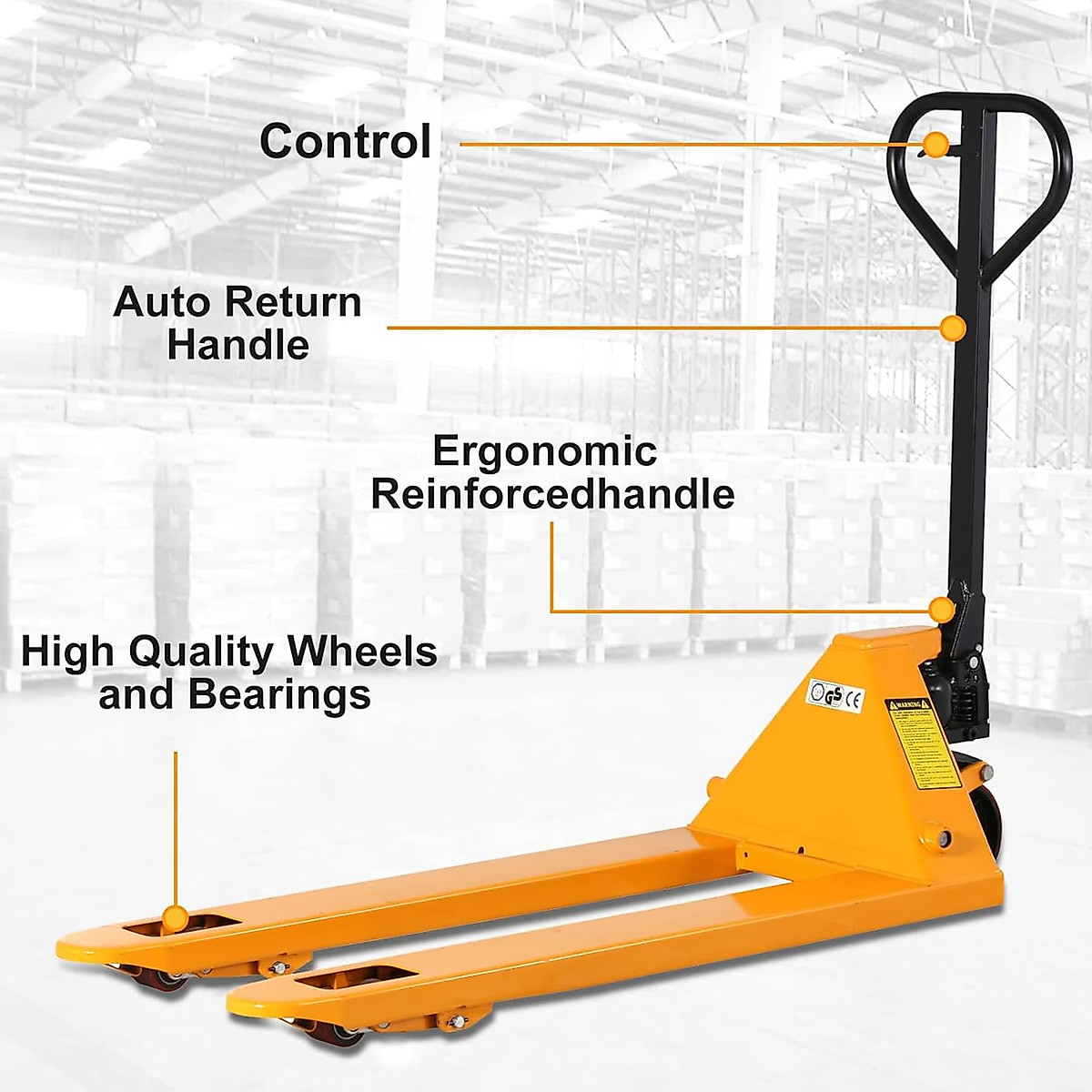 APOLLOLIFT Pallet Jack, 6600-Lb. Capacity Hand Pallet Truck 27" W x 48" L Forks Standard Duty Pallet Jacks