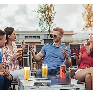 6 Pcs Drinking Glasses with Bamboo Lids and Glass Straw - 16 Oz Can Shaped Glass Cups Beer Glasses Ice Coffee Glasses Cute Tumbler Cup Great for Soda Boba Tea Cocktail Include 2 Cleaning Brushes