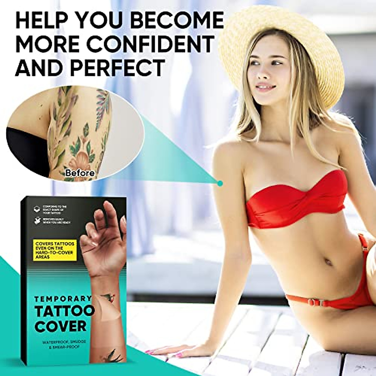 iTecFreely Tattoo-Cover-Up Sweatproof-Waterproof-Tattoo-Cover-Up-Tape Ultra-Thin-Invisible-Breathable-Patch-Concealer-Sticker-Suitable-for-Spot-and-Scar