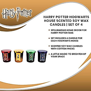 Harry Potter Hogwarts House Scented Soy Wax Candles, Set of 4 with Unique Fragrances | 20-Hour Burn Time | Home Decor Housewarming Essentials, Wizarding World Gifts and Collectibles