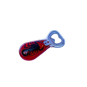 Trendy Zone 21 Black Scorpion Red Background Bottle Opener, Acrylic Wine Beer Opener, Sturdy Steel With Magnet, For Kitchen Bar Restaurant - Red