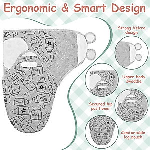 Ramede 6 Pack Baby Swaddle Blanket with Hats Set for 0-3 Months Preemie Newborn Sacks Soft Cotton Wearable for Baby Boy and Girl (Star,0-3 Months)