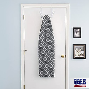 Ironing Board Full Size Made in The USA by Seymour Home Products (Grey Lattice) | Includes Cover and Pad | Iron Board with 4 Steel Legs for Extra Support | Features Perforated Top for Steam Flow