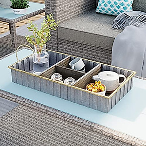 HOMPUS Galvanized Metal Storage Tray with Dividers Rustal Farmhouse Desk Organizer with Handle, Decorative Silverware Drawer Caddy with 4 Compartmentsfor Home, Kitchen, Living Room or Office