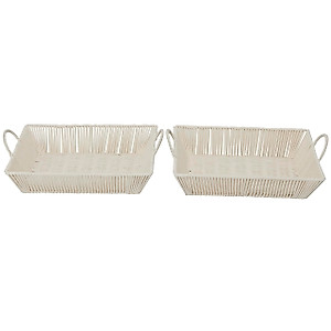 The Novogratz Cotton Handmade Woven Storage Basket with Handles, Set of 2 18"W, 17"W, Cream
