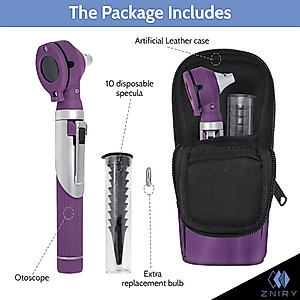 Zniry Fiber Optic Mini Otoscope - Ear Scope with Light, Ear Infection Detector (Purple Color) Reguler