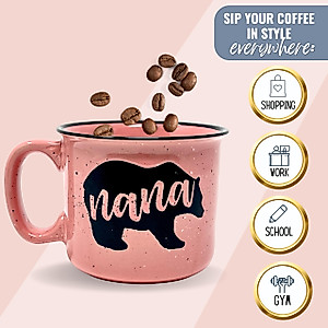 Nana Bear Cute Coffee Mug - Grandma Gifts, Mother's Day, Christmas, Birthday (Coral)