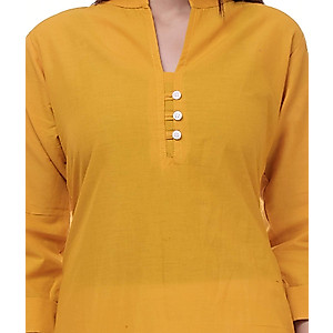 Ramkudi Indian Women's Plain Cotton Kurti Top (Mustrad)