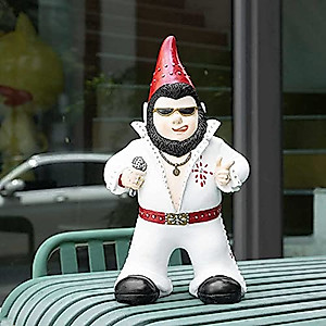 Jy.Cozy Singer Gnome Garden Statues - Resin Rocker Figurine, Outdoor Gnomes Garden Decorations, for Patio Yard Lawn Porch, Ornament Gift