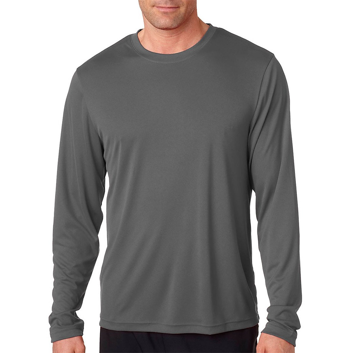 Hanes Adult Cool Dri Long-Sleeve Performance T-Shirt, Graphite, Large
