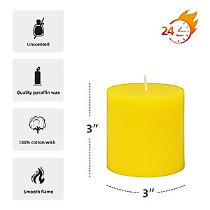 Zest Candle Pillar Candle, 3 by 3-Inch, Yellow