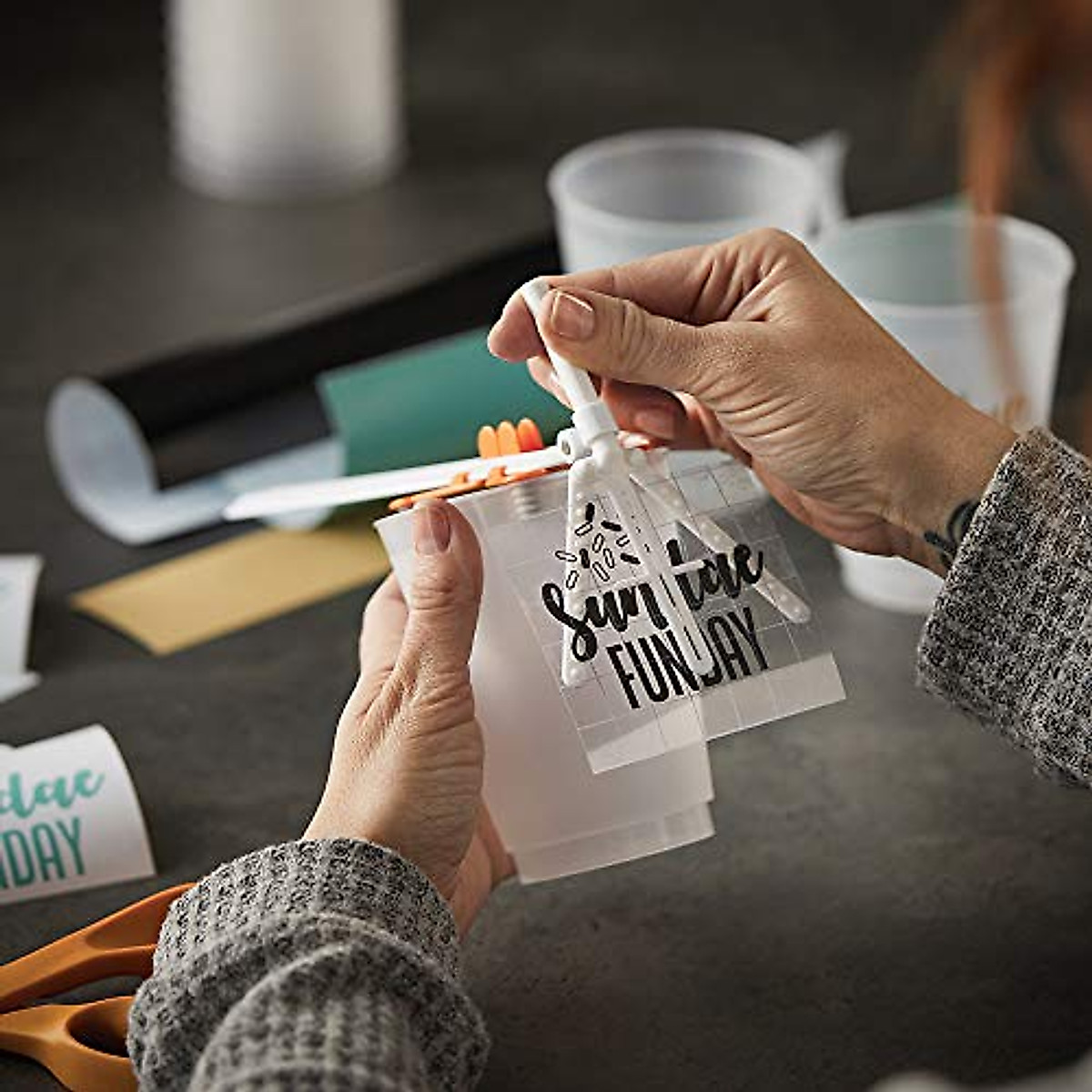 Fiskars Curved Vinyl Alignment Tool, White/Orange