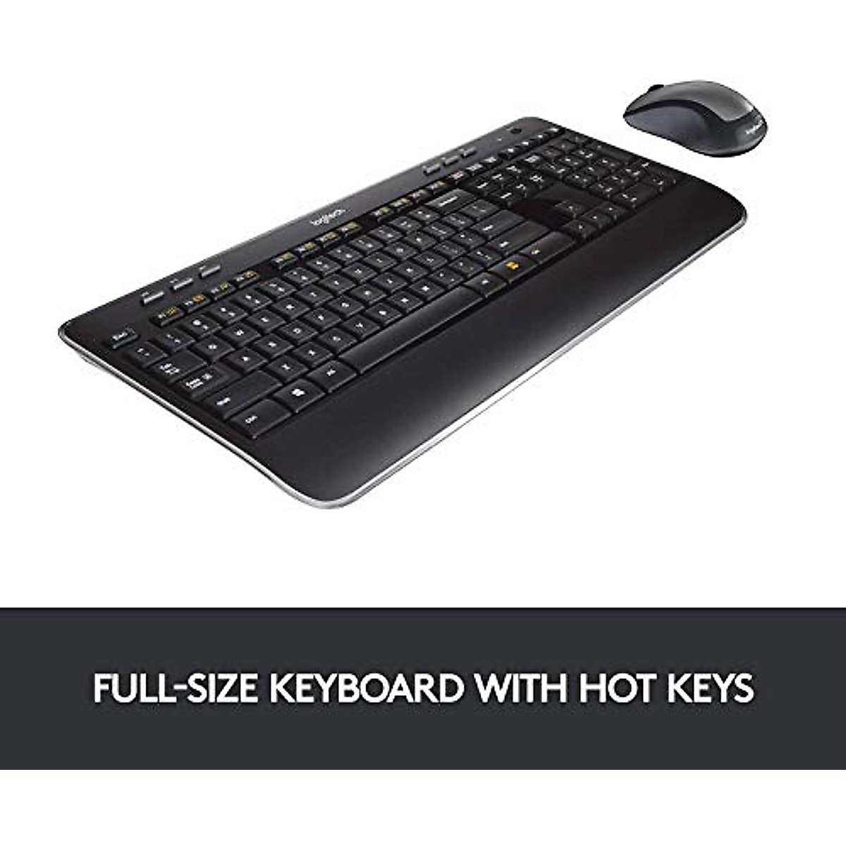 Logitech MK520 Wireless Keyboard and Wireless Mouse Combo — Full Size Keyboard and Mouse Long Battery Life Secure 2.4GHz Connectivity Black