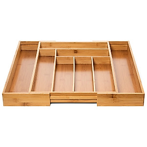 Silverware Tray for drawer -Bamboo Kitchen Drawer Organizer Expandable Bamboo Utensil Holder drawer - Adjustable Cutlery tray - Drawer dividers