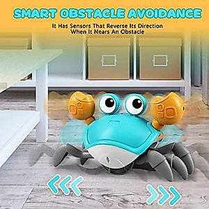 Crawling Crab Toy, Infant Tummy Time Baby Toys, Fun Interactive Dancing Walking Moving Toy Babies Sensory Induction Crabs with Music, Baby Toys 0-6 to 12-18 Months Boys Girls Toddler Birthday Gifts