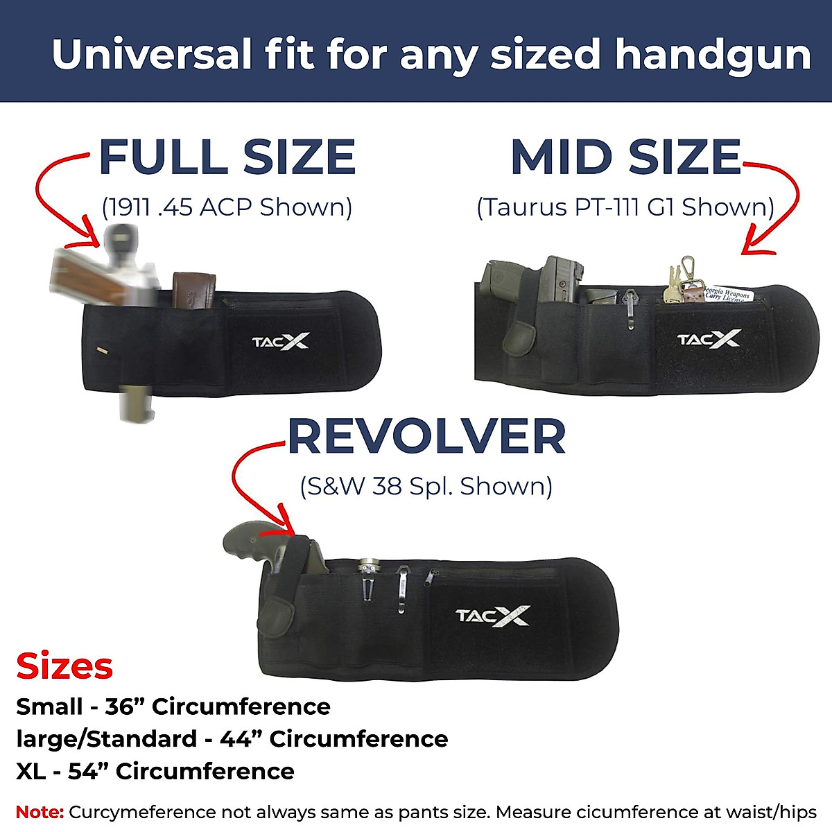 Belly Band Holster for Active Concealed Carry | Universal Design | IWB/OWB Pistol Belt | RFID Blocking Water Proof Zipper Gear Pocket | Spare Mag Pouch | Running, Hiking, Jogging