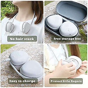 feekaa Portable Neck Fan for Kids/Women, Personal USB Fan, Hands Free Rechargeable Wearable Small Fan, Bladeless Fan, 360 Degree Free Rotation, Foldable Headphone Design, Gift Storage Box, White