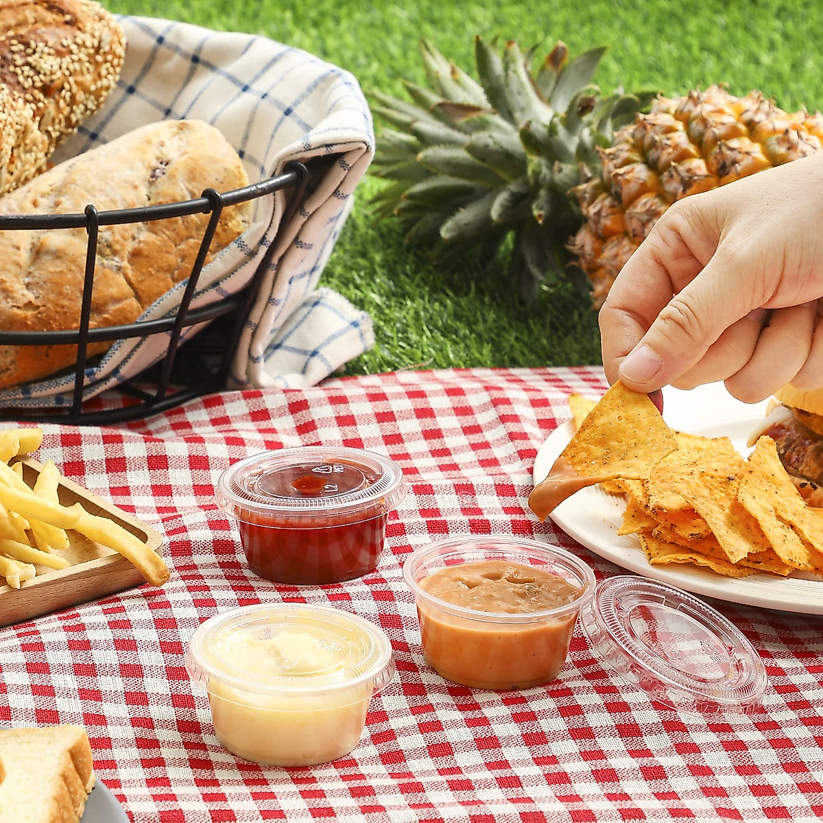 [260 Sets - 2 oz ] Jello Shot Cups, Small Plastic Containers with Lids, Airtight and Stackable Portion Cups, Salad Dressing Container, Dipping Sauce Cups, Condiment Cups for Lunch, Party, Trips