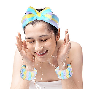 hoyuwak 12 Pcs Spa Headband Wristband for Washing Face, Skincare Hairbands and Wrist Bands Set for Women Girls Facial Makeup Face Washing Bath Sleepover Party Supplies