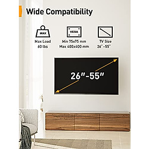 Perlegear Full Motion TV Wall Mount for 26-55 inch Flat or Curved TVs, Wall Mount TV Bracket with Articulating Arm, Swivel, Tilt, Extension, Corner TV Wall Mount Max VESA 400x400mm up to 60 lbs PGMFK3