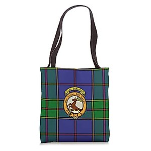 Strachan Clan Scottish Crest and Tartan Tote Bag