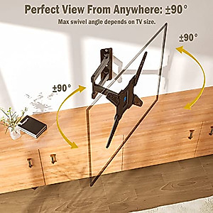 Mounting Dream TV Wall Mount for Most 26-55 Inch TVs, Full Motion TV Mount with Perfect Center Design on Single Stud Articulating Mount Max VESA 400x400mm up to 77 LBS, Wall Mount TV Bracket MD2413-MX