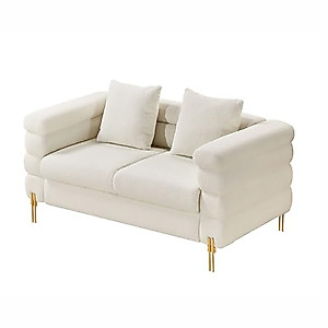 AMERLIFE Loveseat Sofa, 2 Seater Couch- Deep Seat Sofa Couch, Comfy Sofa for Living Room- White Sofa