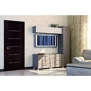 SARTODOORS Brown Modern Door 28 x 80 with 3D Strips | Planum 0030 Wenge | Frame Trims Lever Satin Nickel Hardware | Closet Solid Core Door