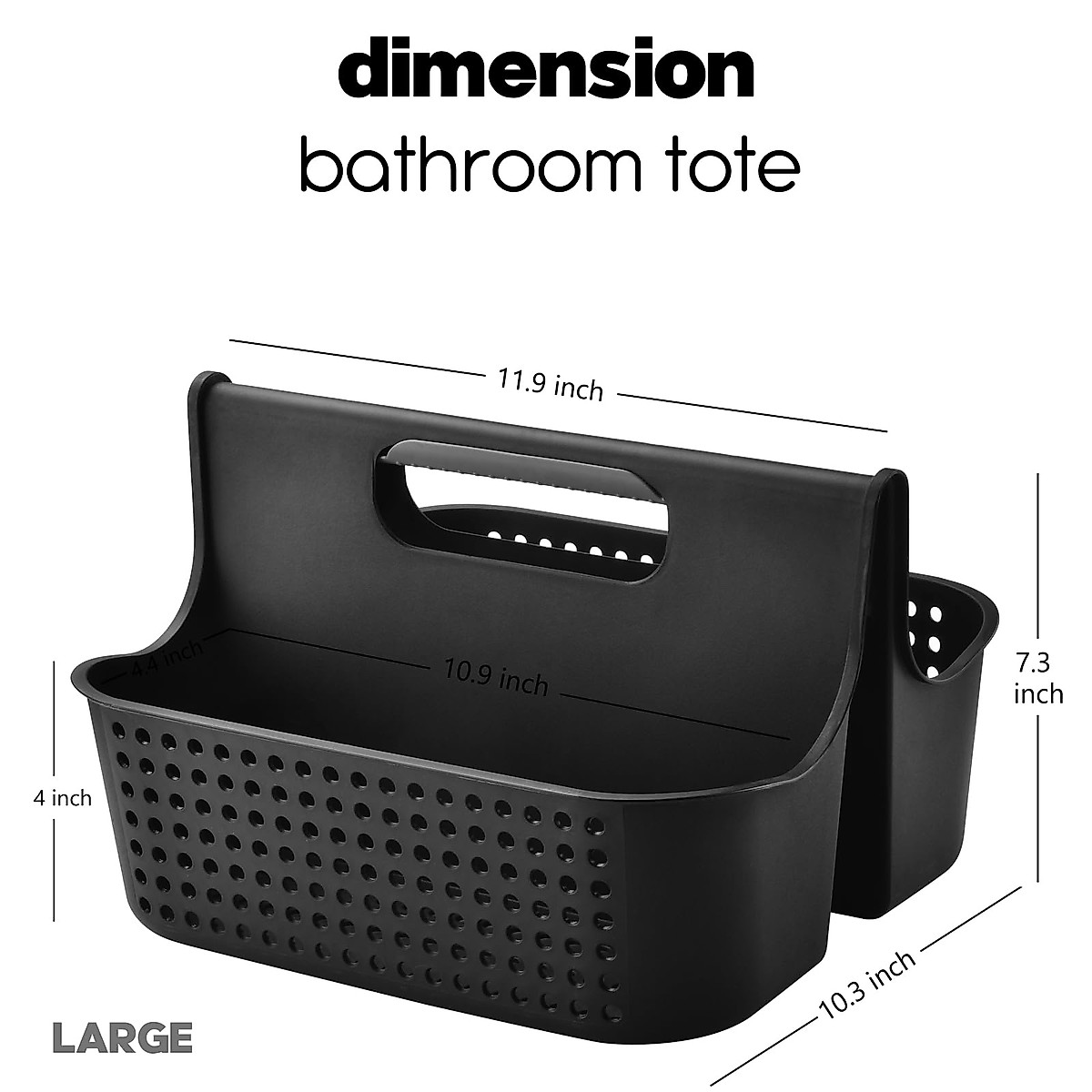 ALINK Portable Plastic Shower Caddy Basket, Large Cleaning Supply Tool Caddy Organizer Storage Tote with Handle for Bathroom, College, Garden, Cabinet, Dorm Essentials - Black