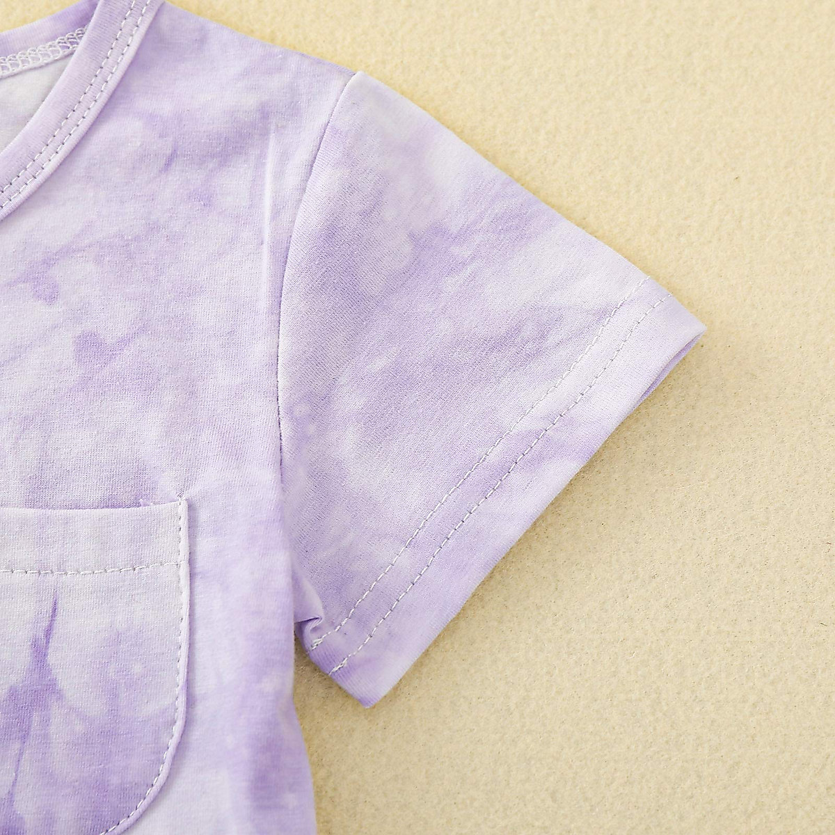 Aruzig Toddler Baby Girl Tie dye Outfit Kids Short SleeveT-Shirt and Shorts 2Pcs Summer Clothes Set for Girls (Purple White, 2-3T)