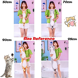 Handytoolinc Soft Cat Plush Pillow Long Stuffed Animals Sleeping Pillow Cotton Kitten Pillow Cute Long Body Pillow Gift for Kids Girlfriend (27.6 inch/70cm,Grey)