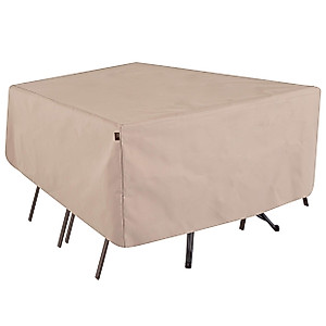 Modern Leisure 2923 Chalet Patio Table & Chairs, Furniture Set, Outdoor Cover, for Rectangular and Oval Tables (44 L x 72 D x 23 H) Water-Resistant, Beige