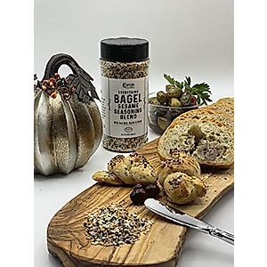 Everything Bagel Seasoning Blend Original XL 10 Ounce Jar. Delicious Blend of Sea Salt and Spices Dried Minced Garlic & Onion Flakes. Bagel Allspice, Sesame Seasoning Spice Shakerac
