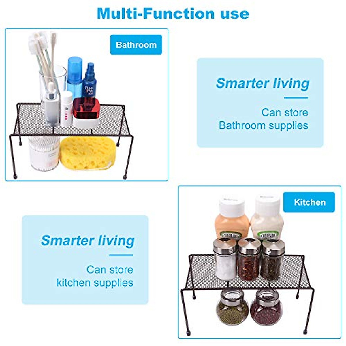 JBESUHI Mesh Kitchen Shelves,Cabinet Storage Shelf Rack, Cabinet Organization Mini Storage Shelf (Bronze, 6)