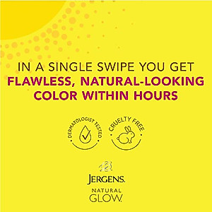 Jergens Natural Glow Instant Sun Sunless Tanning Towelettes, Single-Use Self Tanner Wipes for Flawless, Natural-Looking Color, 6 Count