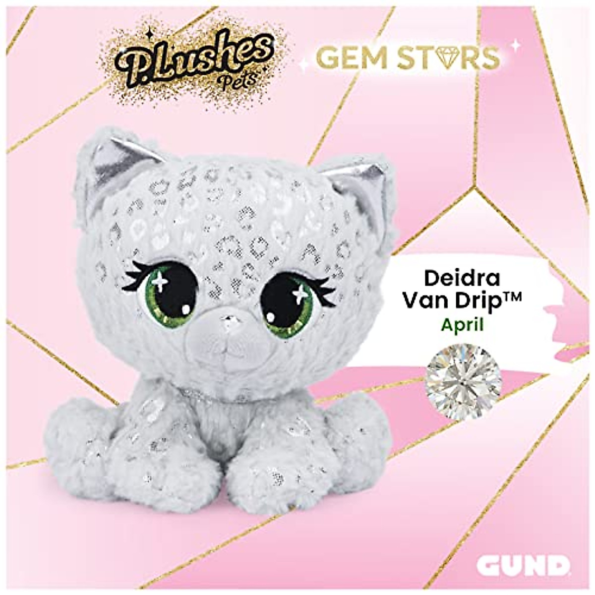 GUND P.Lushes Pets Gem Stars Collection, Deidra Van Drip Leopard Stuffed Animal, Gray/Silver, 6”