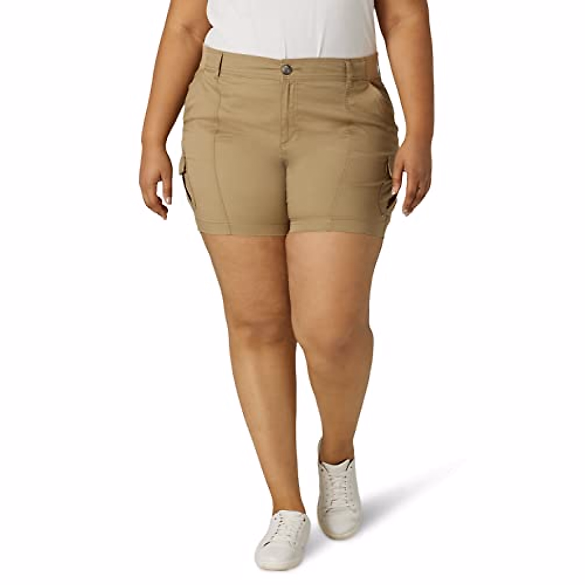 Lee womens Plus Size Flex-to-go Mid-rise Seamed Cargo Shorts, Oscar Khaki, 18 Plus