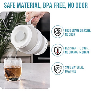 Bear Travel Electric Kettle, Foldable Portable Kettle, Food Grade Silicone Small Electric Tea Kettle Auto Shutoff & Boil Dry Protection, 600ml Collapsible Kettle Water Boiler