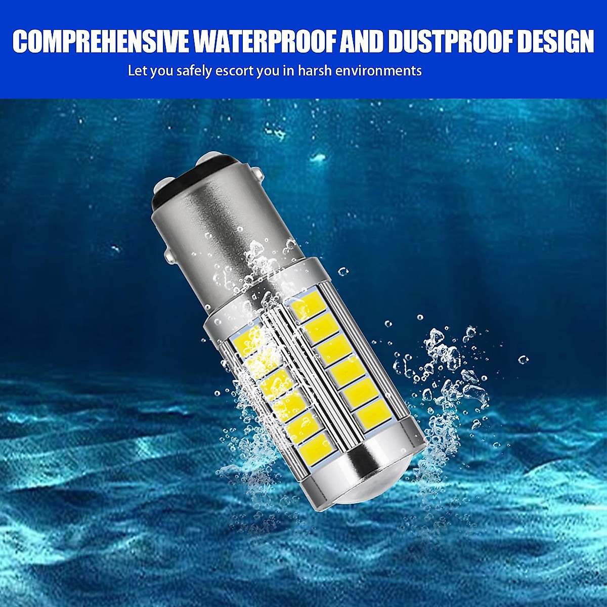 UGSHY 4 Pack Car LED Turn Tail Brake Signal Light, 1157 33SMD Super Bright Light Bulbs, Reversing Light, 12V Interior RV Camper Trailer Lighting Back Up Reverse Lights (White) (UGLED1606WH-1157-4PS)