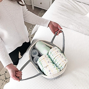 AWEHIRU YuanKanJu Baby Viking Diaper Caddy Organizer - Cotton Rope Storage Basket - Portable Changing Station - Backseat Car Organization for Kids - Boho Nursery Decor Registry Essentials