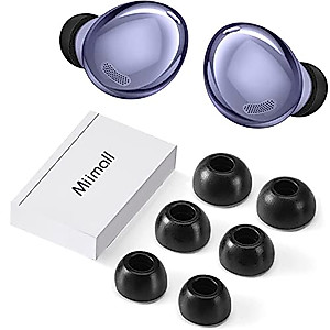 [3 Pairs] Miimall Compatible for Samsung Galaxy Buds Pro Ear Tips Foam, Ultimate Fit in Case, Anti-Slip Reduce Noise Ear Plugs, Replacement Memory Foam Ear Tips for Galaxy Buds Pro(Black, S/M/L)