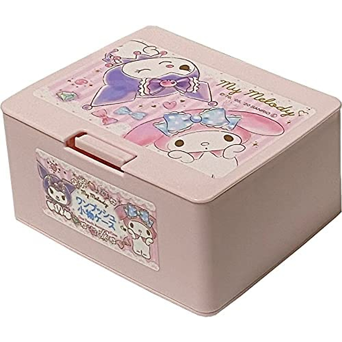 Friend Sanrio My Melody × Kuromi One push One Touch Open Type Lid Accessory Cosmetics Case Box 10.6 × 5.2 × 8.8 cm