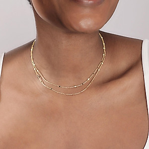 Sewyer 14K Gold Plated Satellite Choker Necklace for Women Dainty Coin Chain Choker Simple Beaded Necklaces Everyday Jewelry Gifts