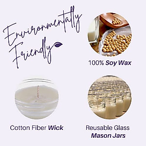 Nika's Home Brown Sugar & Fig Soy Candle 12oz Mason Jar Non-Toxic White Soy Candle-Hand Poured Handmade, Long Burning 50-60 Hours Highly Scented All Natural, Clean Burning Candle Gift Décor