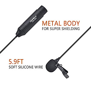 comica CVM-V02O Phantom Power Omnidirectional XLR Lavalier Lapel Microphone for Canon Sony Panasonic Camcorders Zoom H4n H5 H6 Tascam DR-40 DR-60D DR-70D DR-100 Recorders(14.76 fts)(1 Pack)