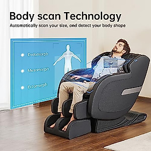 Real Relax 2023 Massage Chair, Zero Gravity SL-Track Shiatsu Massage Recliner Chair with Heat Body Scan Bluetooth Foot Roller APP Controller, Favor 05 Black